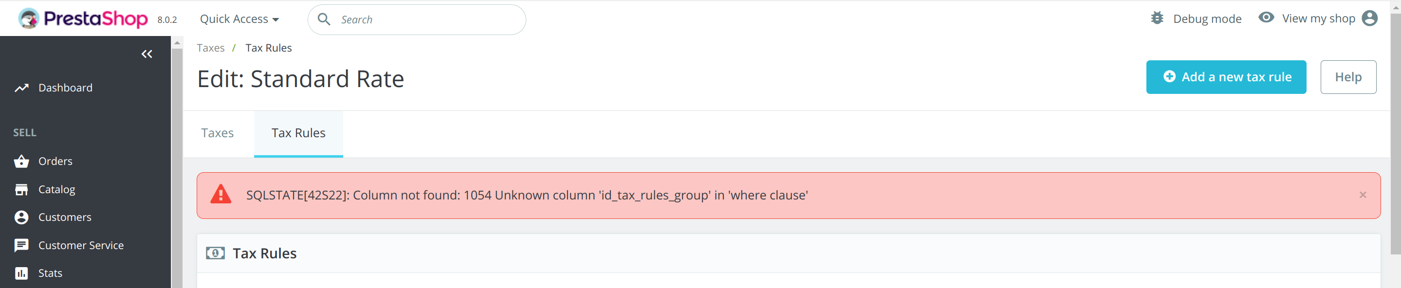Unknown column 'id_tax_rules_group' in 'where clause' while TaxRuleGroup updating · Issue #32317 ...