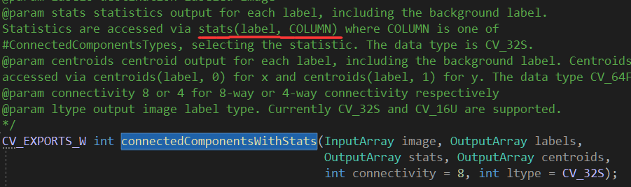 how can i access to the stats of the connectedComponentsWithStats function? · Issue #20530 ...