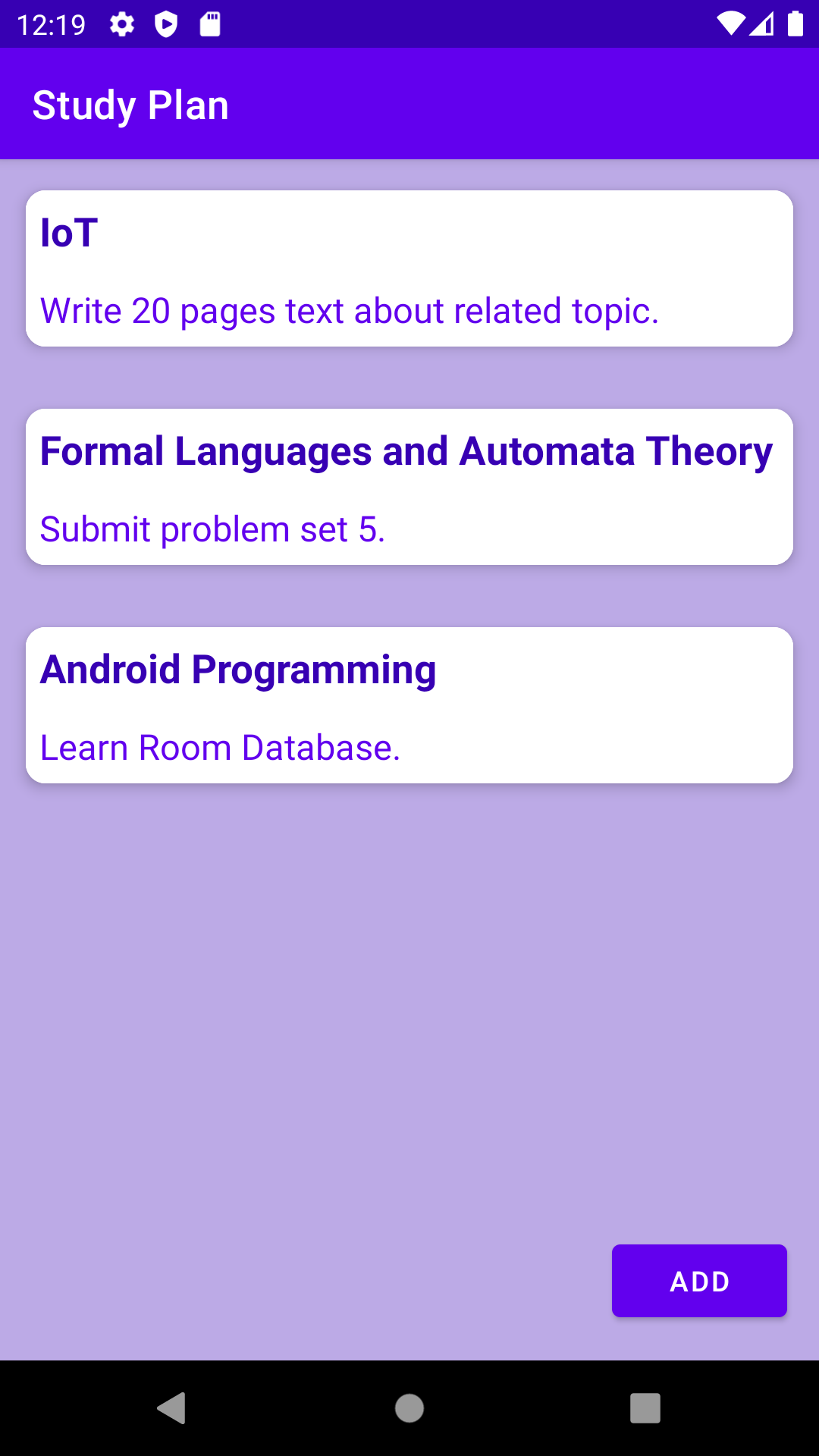 GitHub - emineinan/Kotlin-RoomDatabase: The Study Plan App with room ...