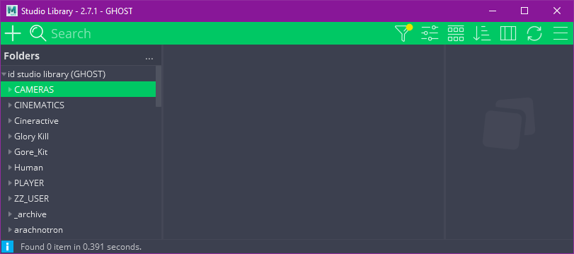 Studio Library 2.7.1 fails to display selected folder contents, can only view entire tree ...