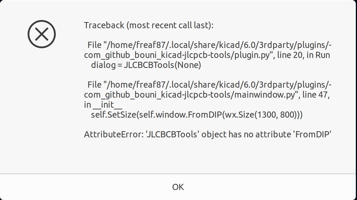 Error: "Exception on python action plugin code" · Issue #118 · Bouni/kicad-jlcpcb-tools · GitHub