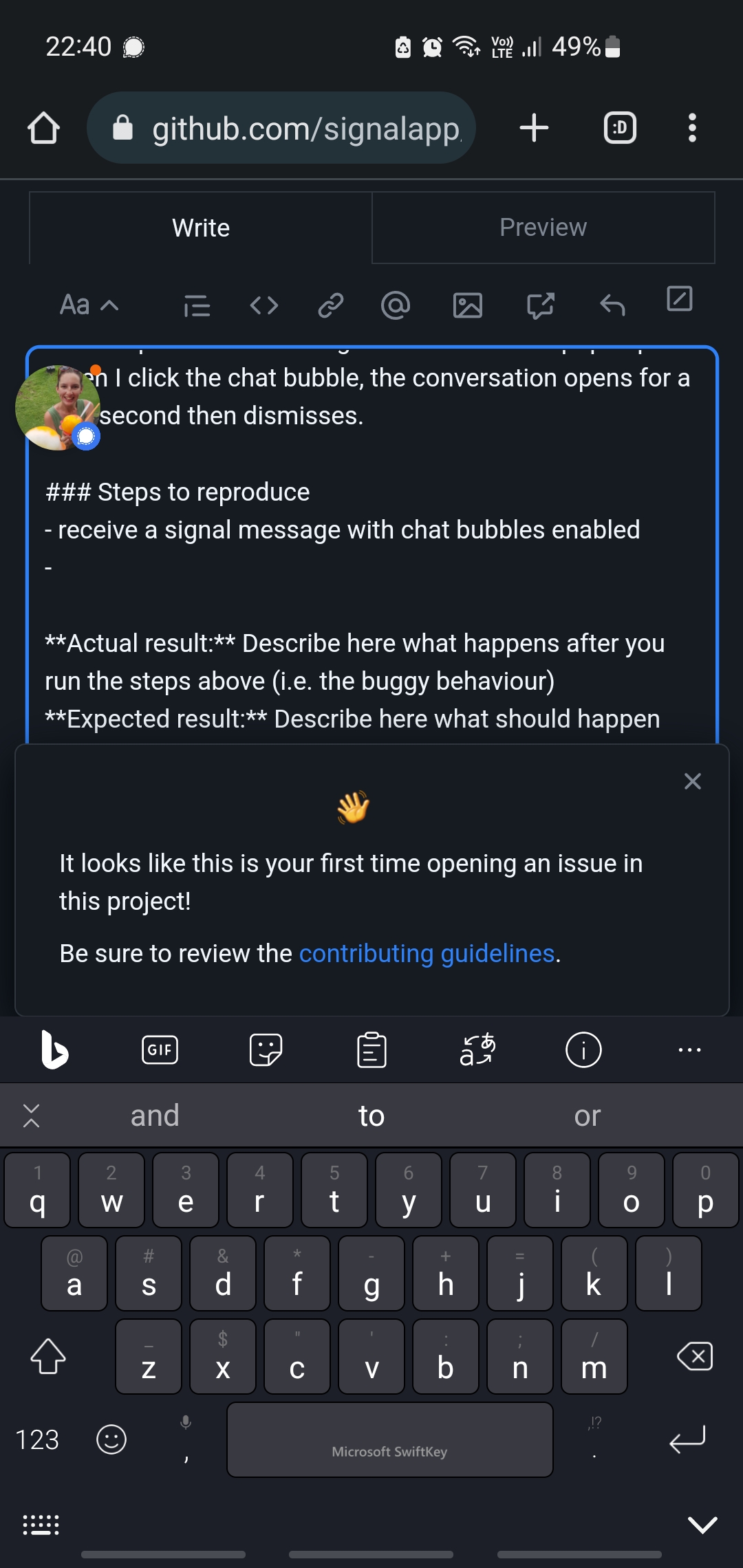 Chat bubbles instantly dismiss when opened · Issue #13032 · signalapp ...