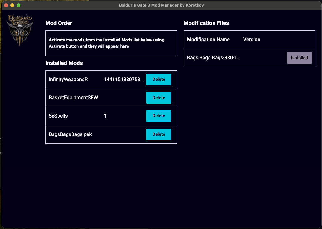 The "Activate" button does not appear · Issue #53 · mkinfrared/baldurs-gate3-mod-manager · GitHub