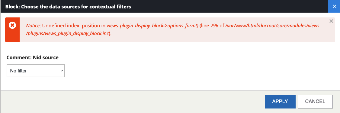 Notice: Undefined index: position in views_plugin_display_block->options_form() (line 296 of ...