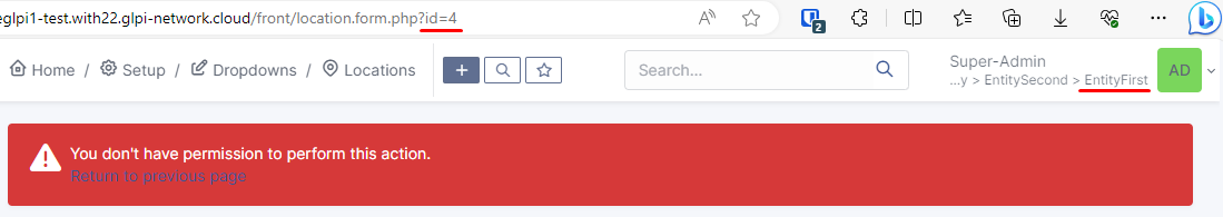 "You don't have permission to perform this action" On locations and Entities moved · Issue ...