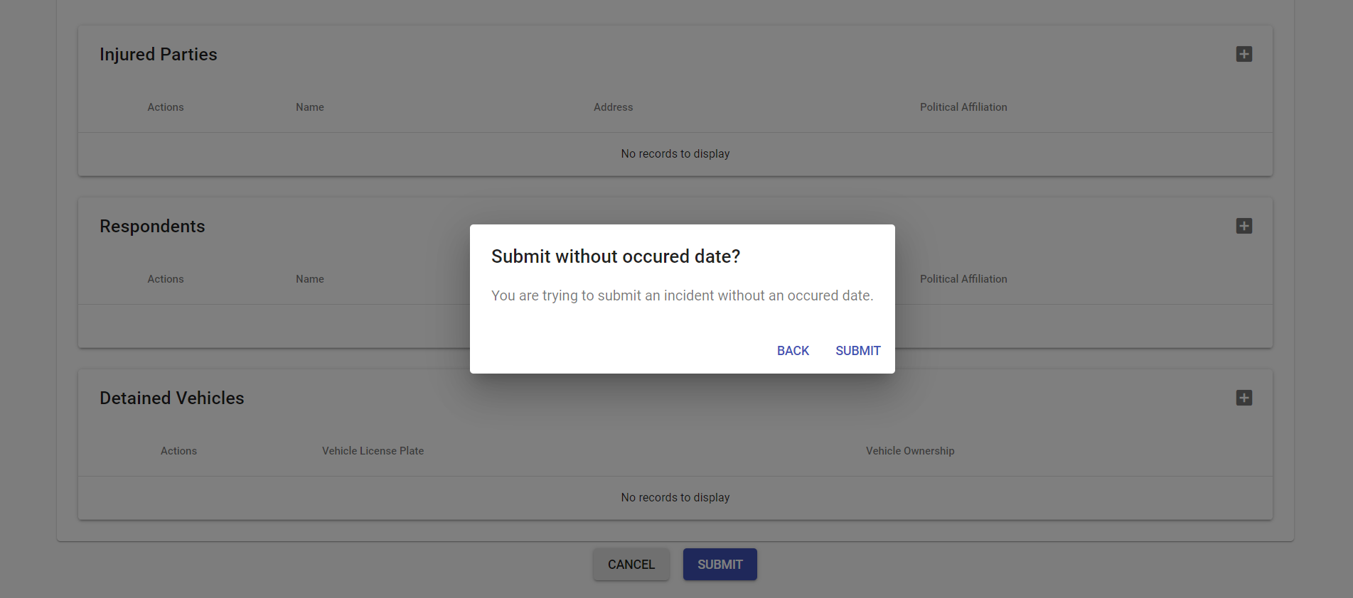 Complaint -EC Data Entry User - Create Incident - When user clicked on ...