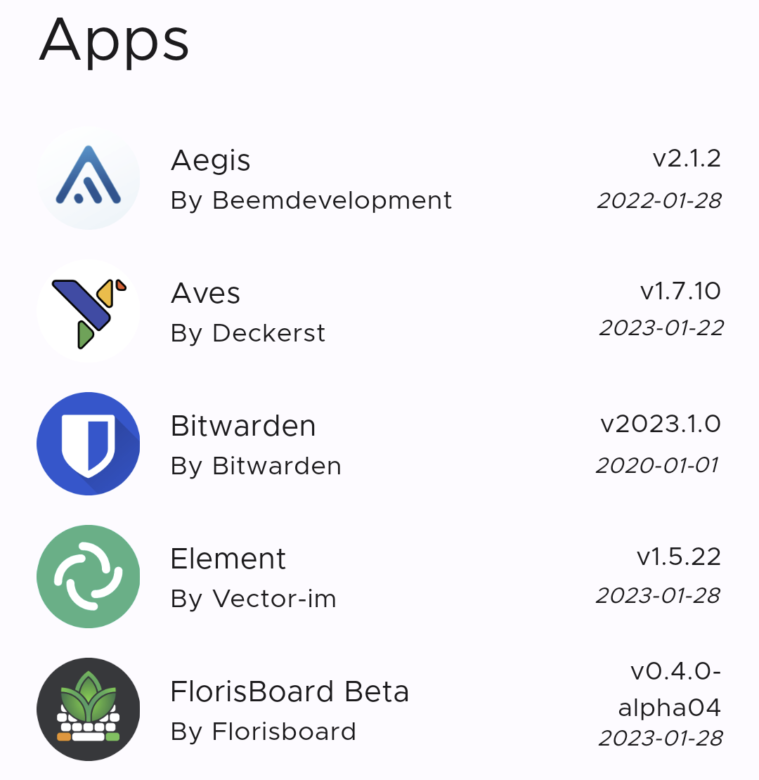 Add date along with version in app list, and allow sorting by date. · Issue #298 · ImranR98 ...