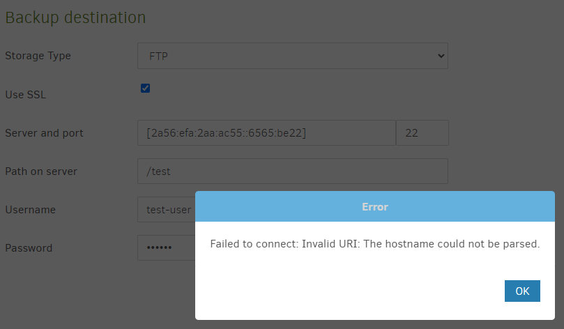 Cannot Use An Ipv6 Address For Ftp · Issue 5057 · Duplicatiduplicati 