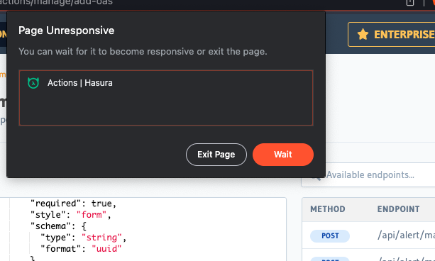 Actions openapi spec POST / PATCH / DELETE freeze · Issue #9817 · hasura/graphql-engine · GitHub