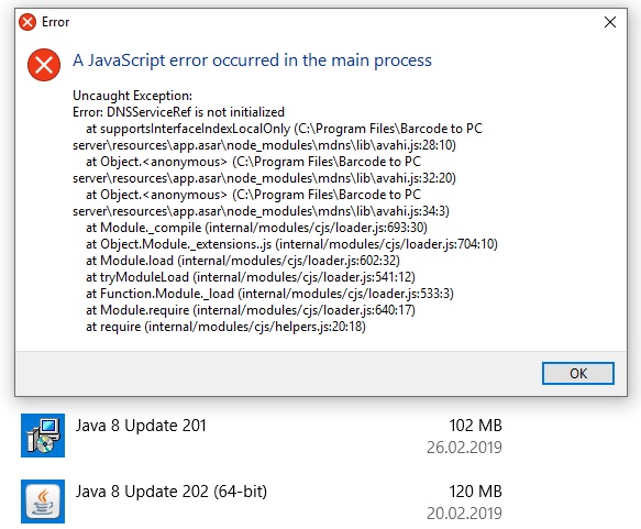 Catch Bonjour error · Issue #182 · fttx/barcode-to-pc-server · GitHub