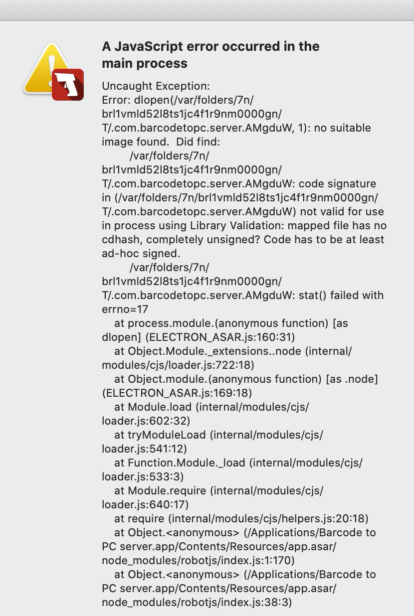 macOS notarization produces an error · Issue #242 · fttx/barcode-to-pc-server · GitHub
