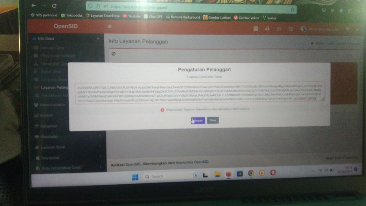 Bug Tidak Bisa Simpan Token · Issue 363 · Opensidwiki Layanan