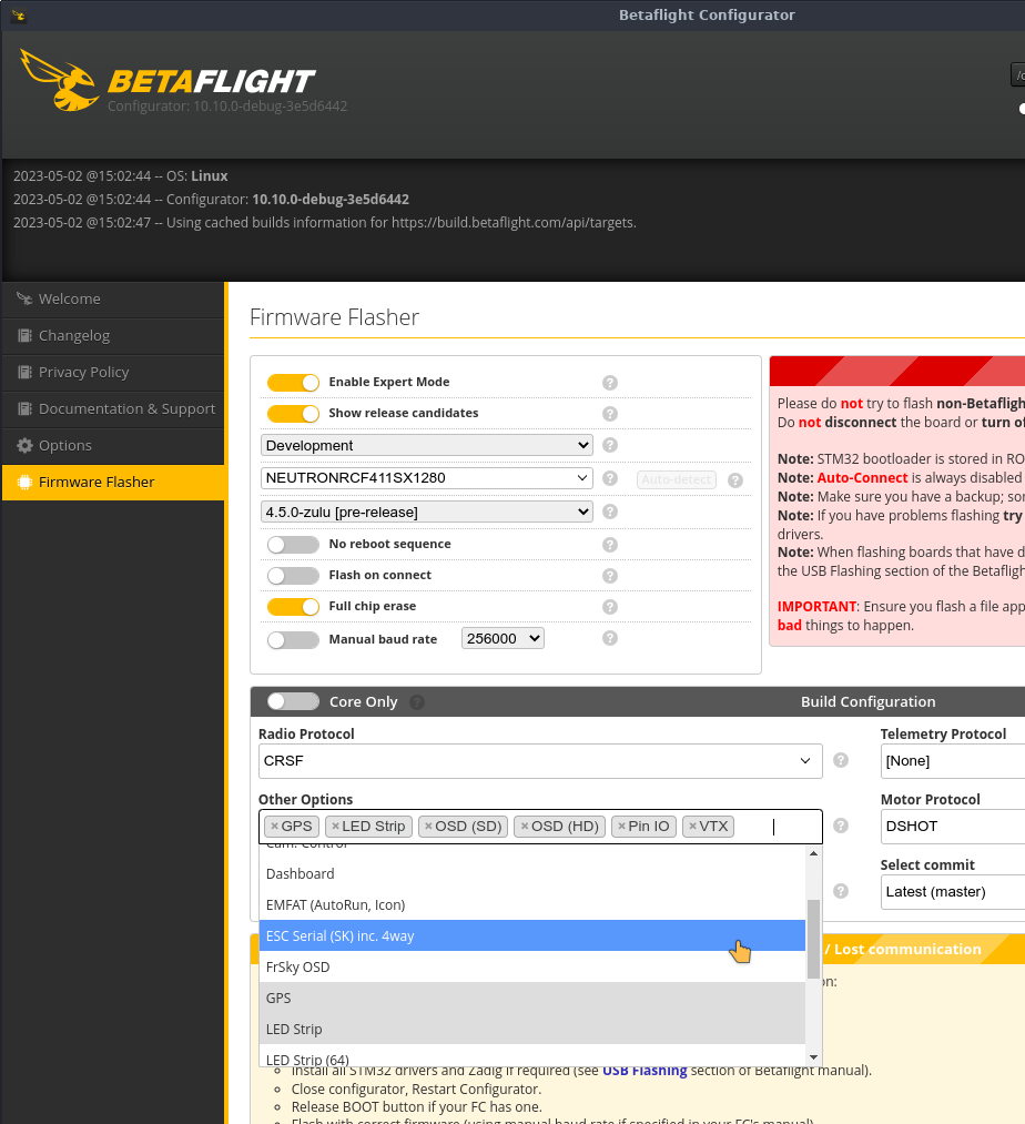 'No Dataflash chip found' on Neutronrc NEUTRONRCF411SX1280 AIO · Issue #997 · betaflight/unified ...