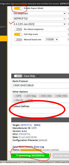 GEP RC GEP-F722-35A AIO lost Gyro and possibly other ports after flashing BF fireware 4.40 and 4 ...