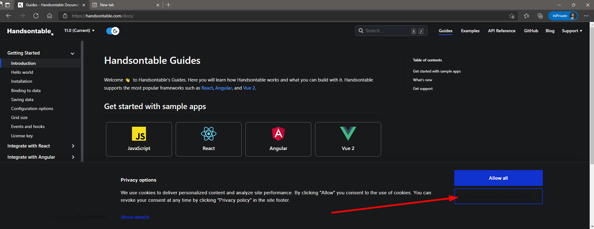 Docs: Cookiebot message content not visible in the dark theme · Issue #8987 · handsontable ...