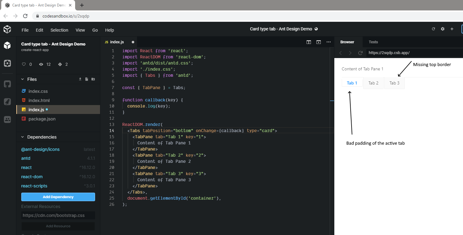 Antdesign 411 Breaks Tabpositionbottom · Issue 23083 · Ant Designant Design · Github
