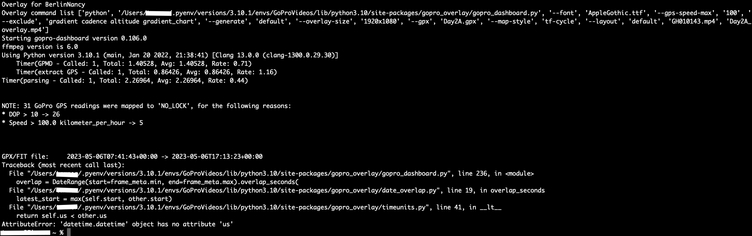 Attribute Error when Evaluating GoPro and GPX File Overlap · Issue #154 · time4tea/gopro ...