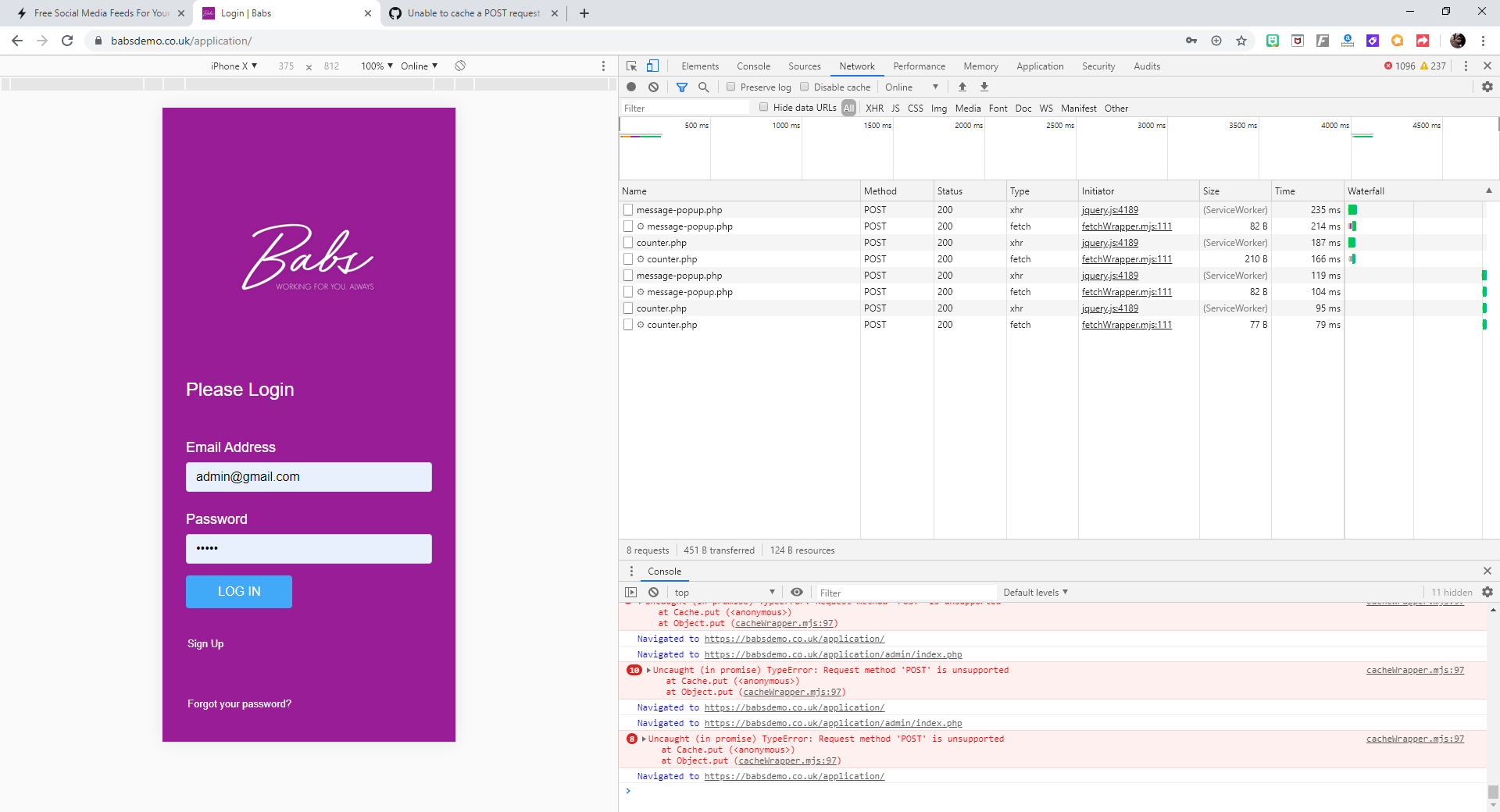 Unable to cache a POST request · Issue #2258 · GoogleChrome/workbox · GitHub
