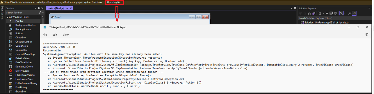 An error dialog pops up when renaming form designer in solution explorer · Issue #8064 · dotnet ...