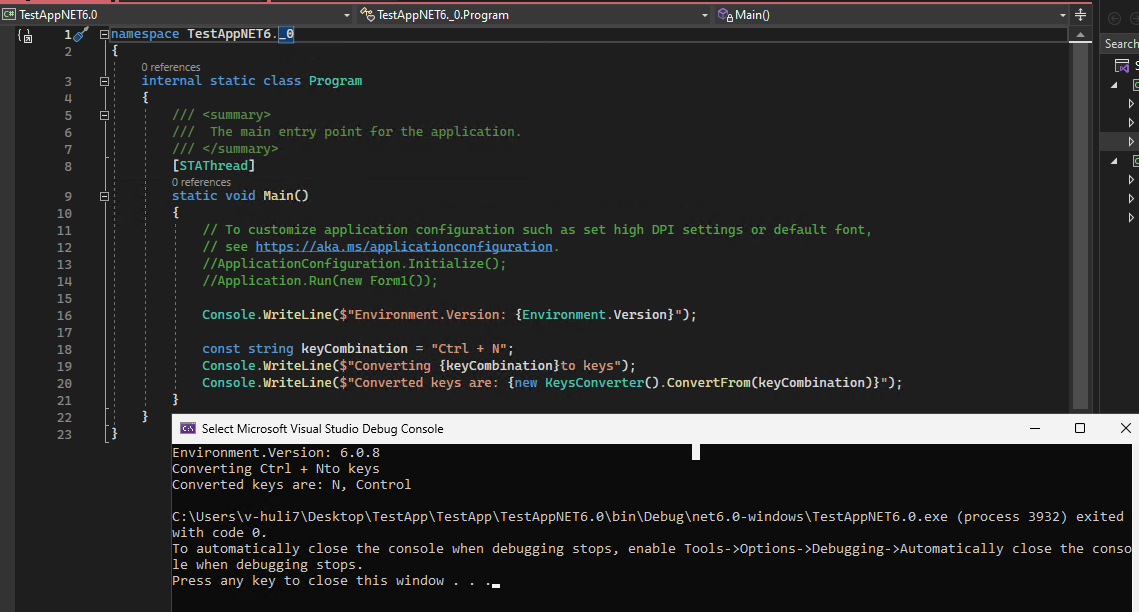 System.Windows.Forms.KeysConverter.ConvertFrom exception on .NET SDK 7.0 · Issue #7610 · dotnet ...