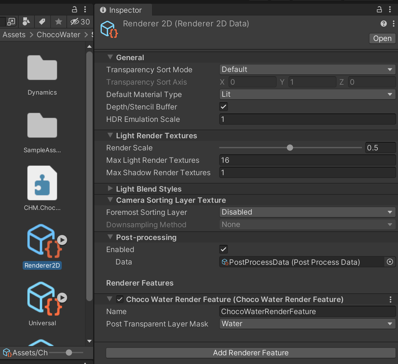 GitHub - chocola-mint/ChocoWater: 2.5D Dynamic Reflective Water system for Unity's Universal ...