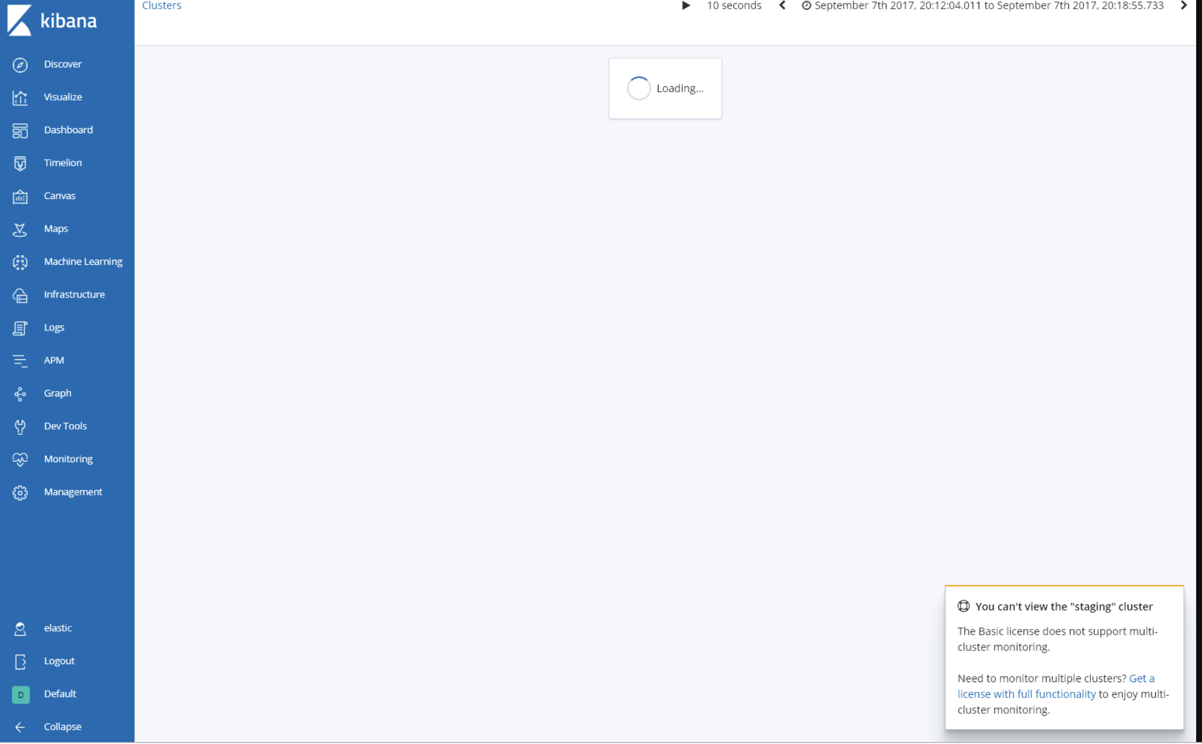 Monitoring app Cluster listing with all basic license clusters cluster ...