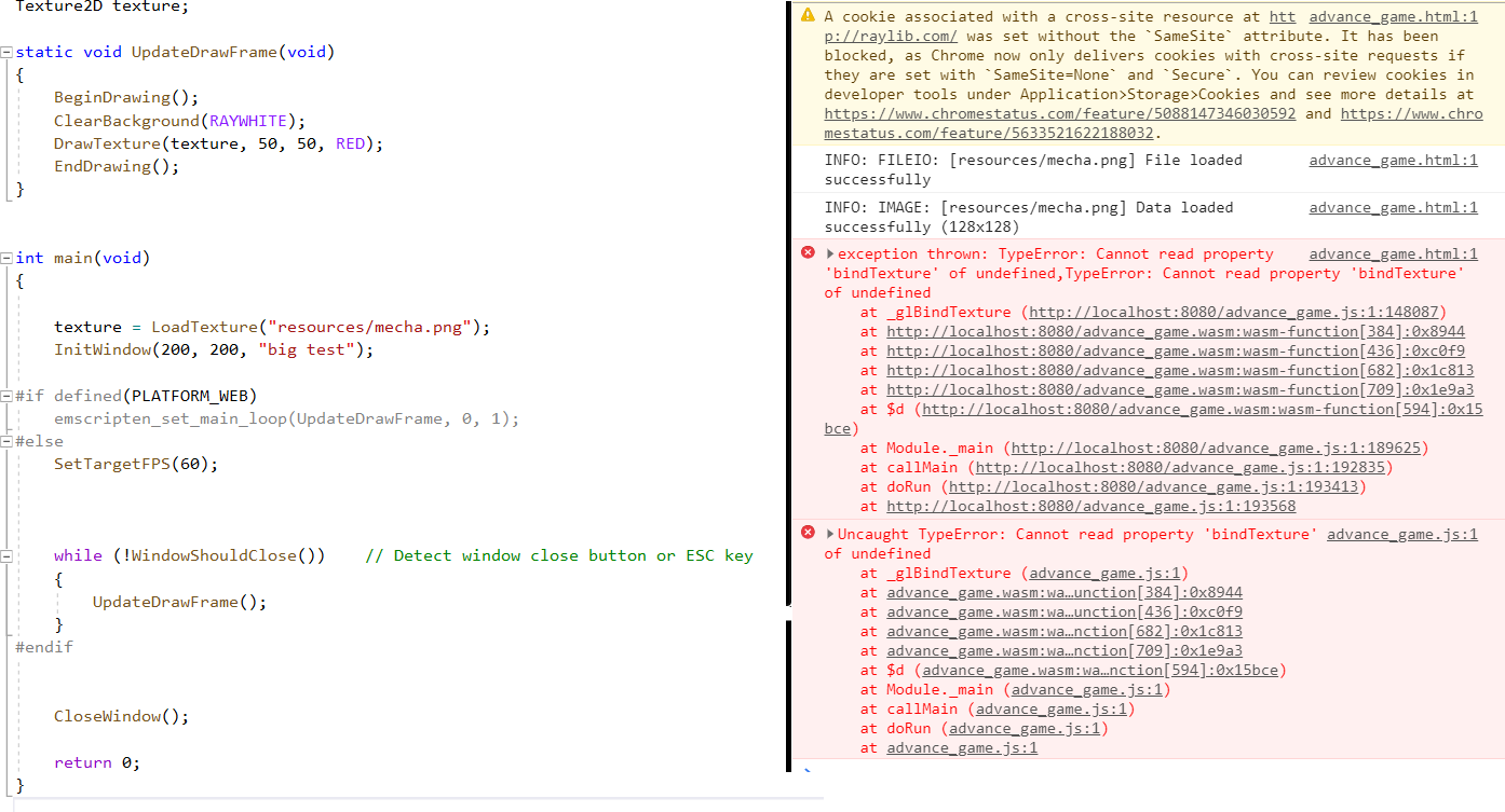 HTML 5: Uncaught type error when loading textures · Issue #1352 · raysan5/raylib · GitHub