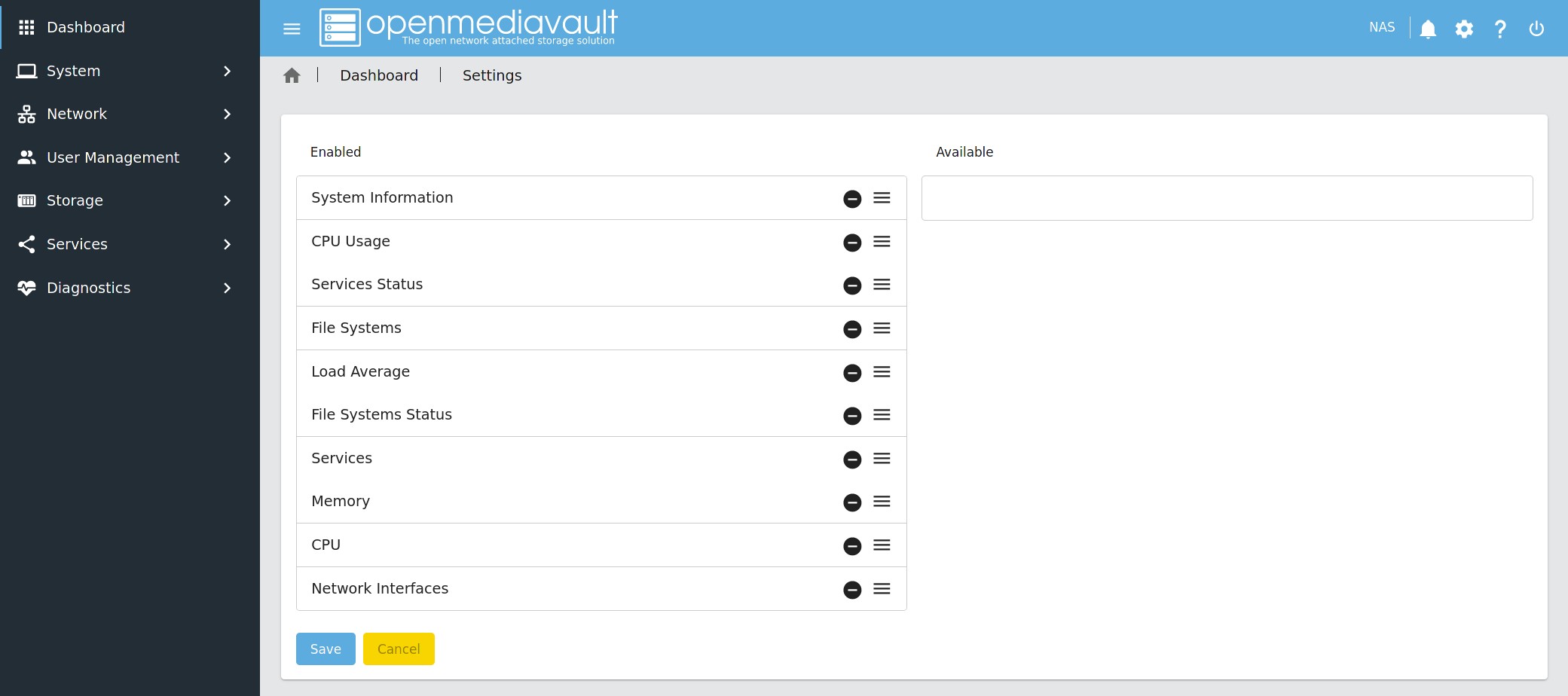 Dashbord Ordering objects (6.x) · Issue #1055 · openmediavault/openmediavault · GitHub