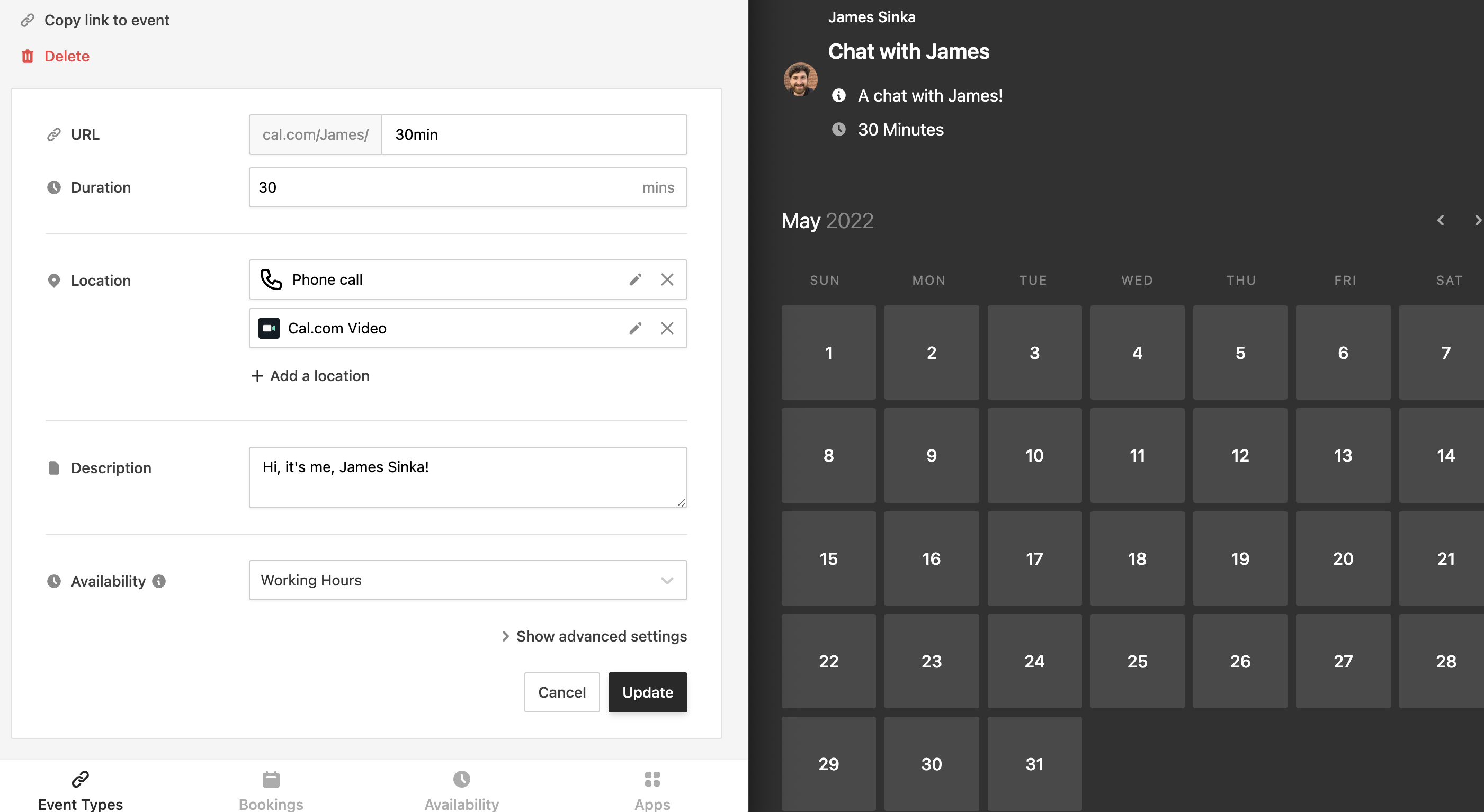 James sinka bug - cal.com/james · Issue #2615 · calcom/cal.com · GitHub