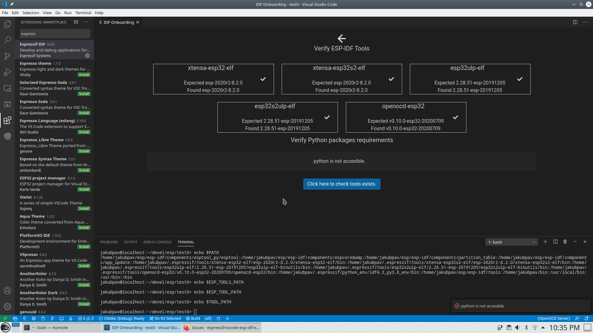 IDF Onboarding stuck on verify idf Tools (VSC-416) · Issue #154 ...