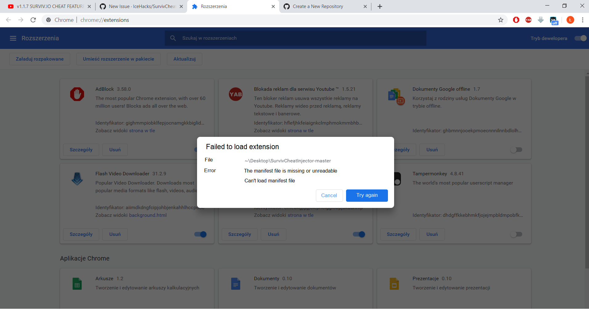 Something is wrong.. Can't load manifest file · Issue #90 · IceHacks ...