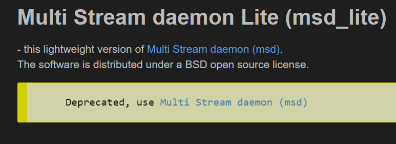 msd_lite已经被开发者标记为Deprecated，作者推荐使用msd · Issue #551 · immortalwrt/packages · GitHub