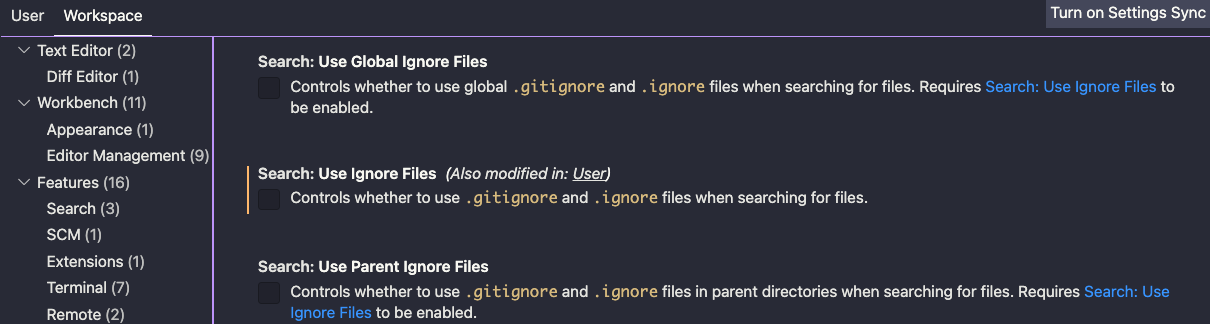 Search Is Not Excluding Directories And Files From Gitignore · Issue 145311 · Microsoft Vscode