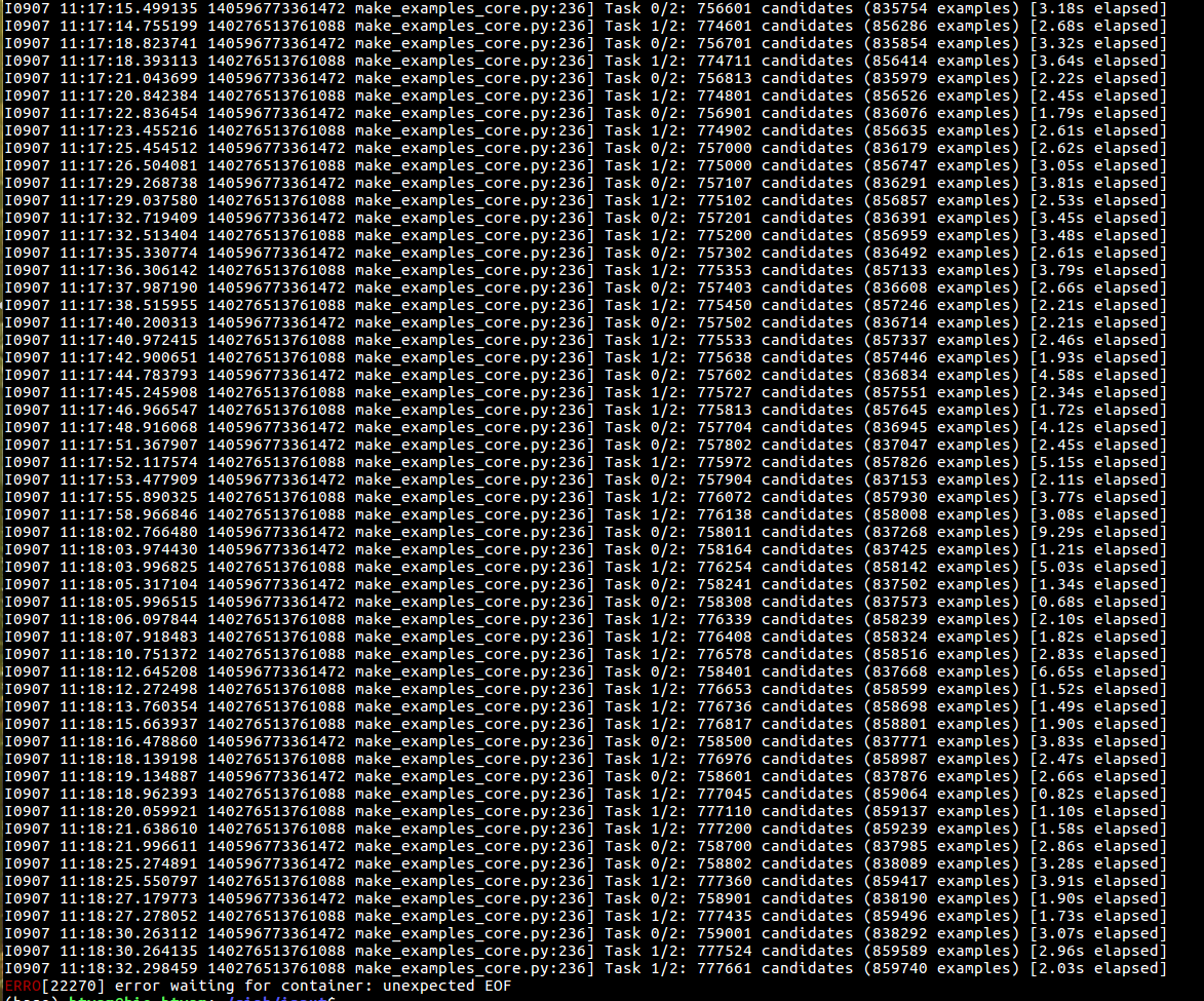 getting error while running deepvariant: ERROR[12893] error waiting for container: unexpected ...