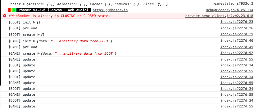 Phaser 2.x State / Phaser 3.x Scene - passing data · Issue #3363 · phaserjs/phaser · GitHub
