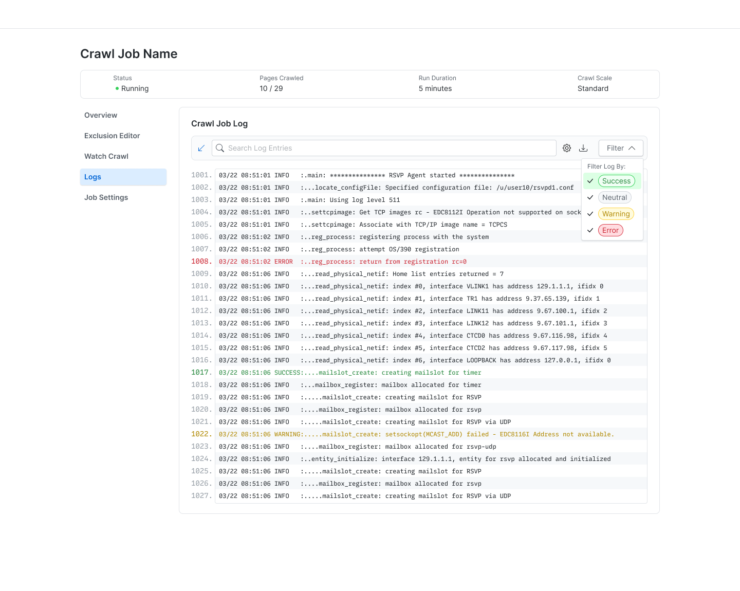 Crawl Error Viewer (initial log viewer v0 implementation) · Issue #330 · webrecorder/browsertrix ...