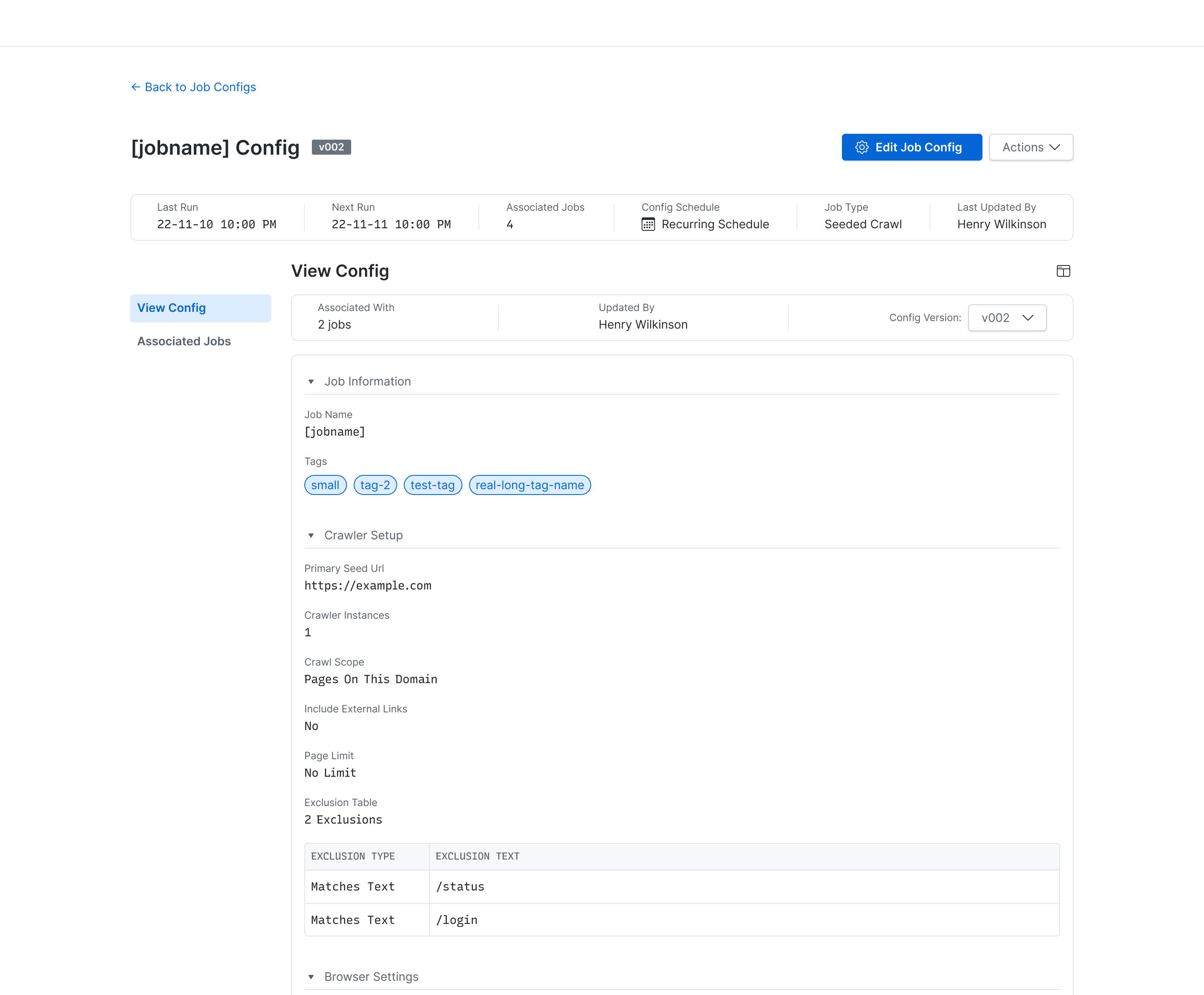 Improve Crawl Config Details Page · Issue #355 · webrecorder/browsertrix · GitHub