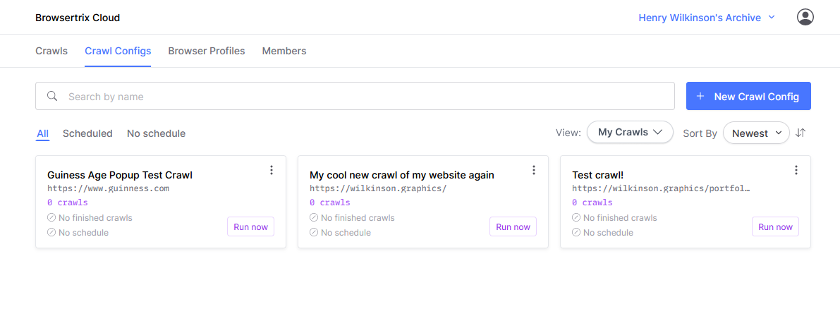 Add switch to filter resources by current user in UI · Issue #459 · webrecorder/browsertrix · GitHub