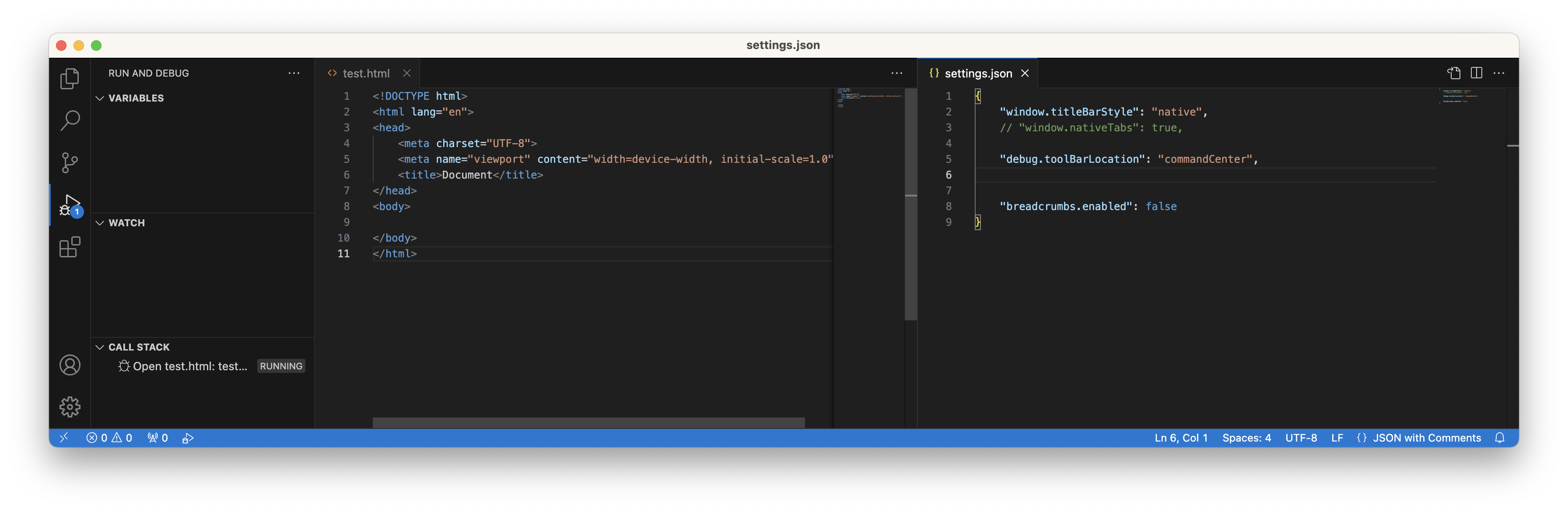 Debug Toolbar Disappears When Using `debugtoolbarlocation Commandcenter` With Native Title 