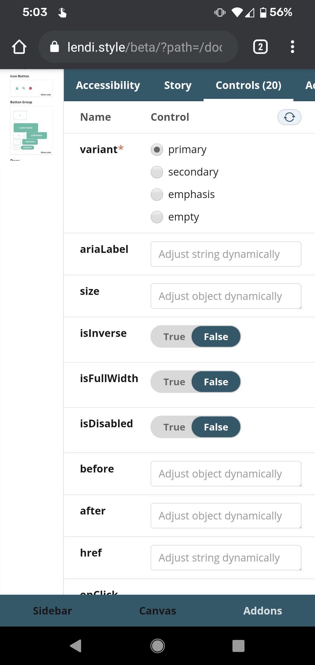 Add Ons Panel Showing In Docsmode On Mobile · Issue 13547 · Storybookjsstorybook · Github