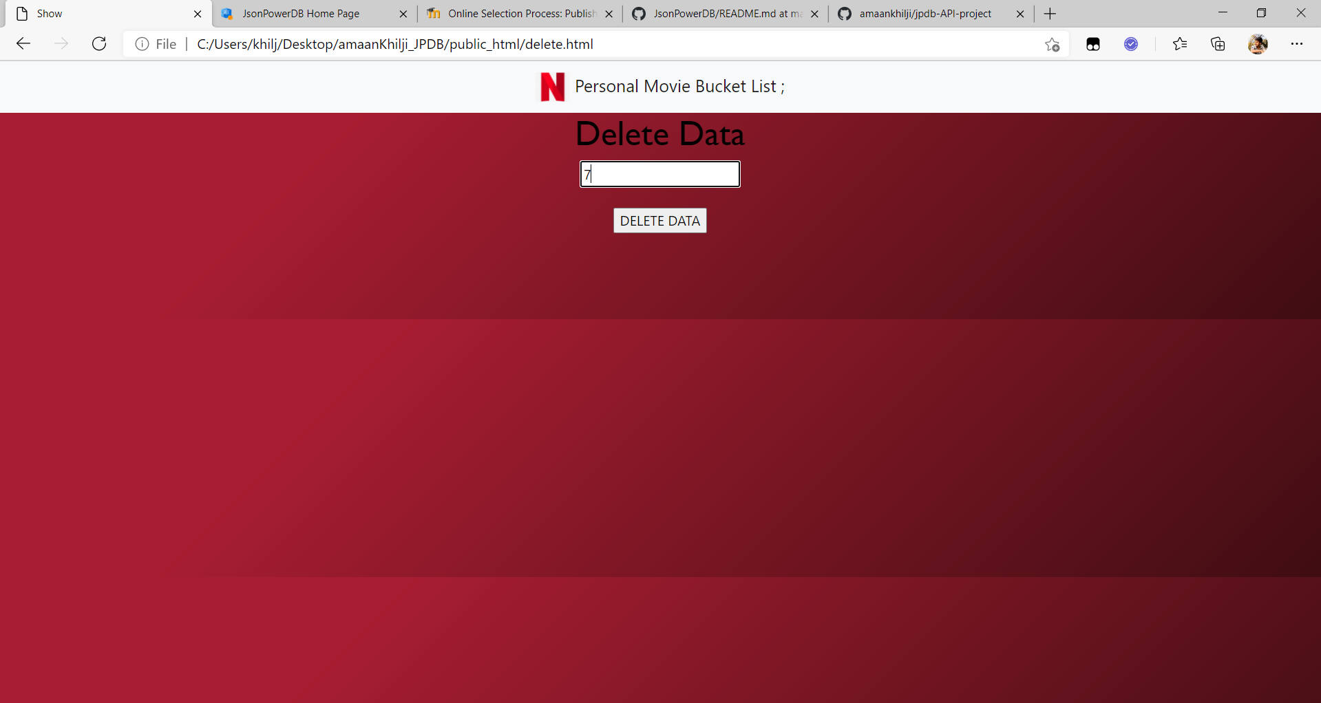 GitHub - amaankhilji/jpdb-API-project