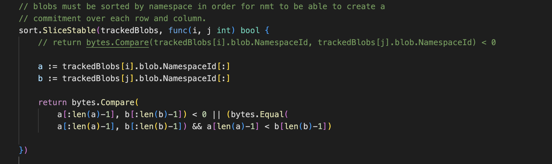 Blobs should be ordered by namespace · Issue #1673 · celestiaorg/celestia-app · GitHub