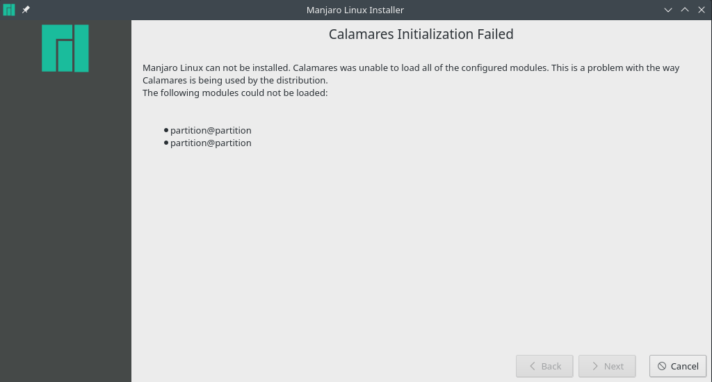 Calamares Initialization Failed · Issue #16 · JPyke3/mbp-manjaro · GitHub