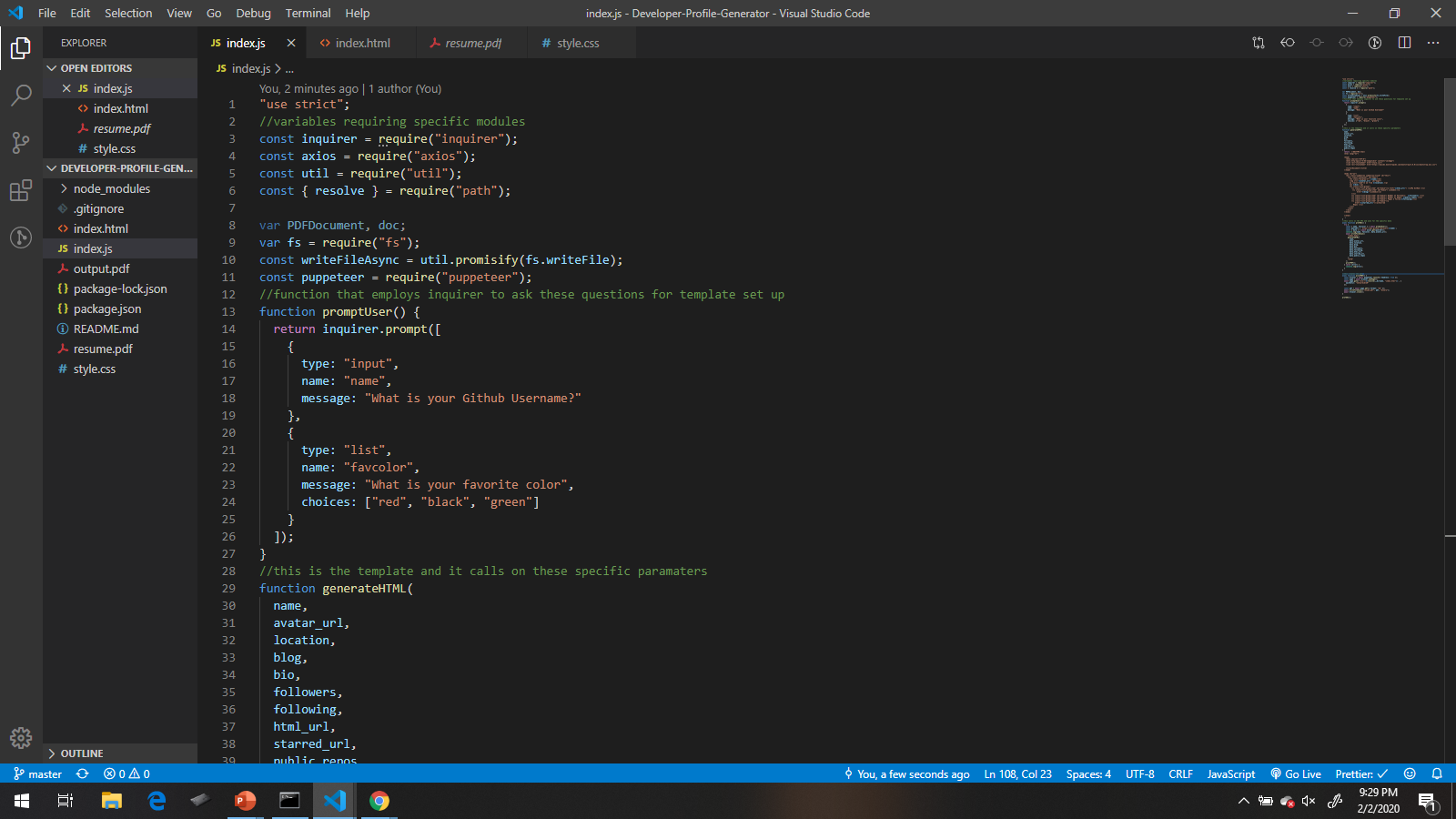 GitHub - remyguts/Developer-Profile-Generator: Command-line application ...