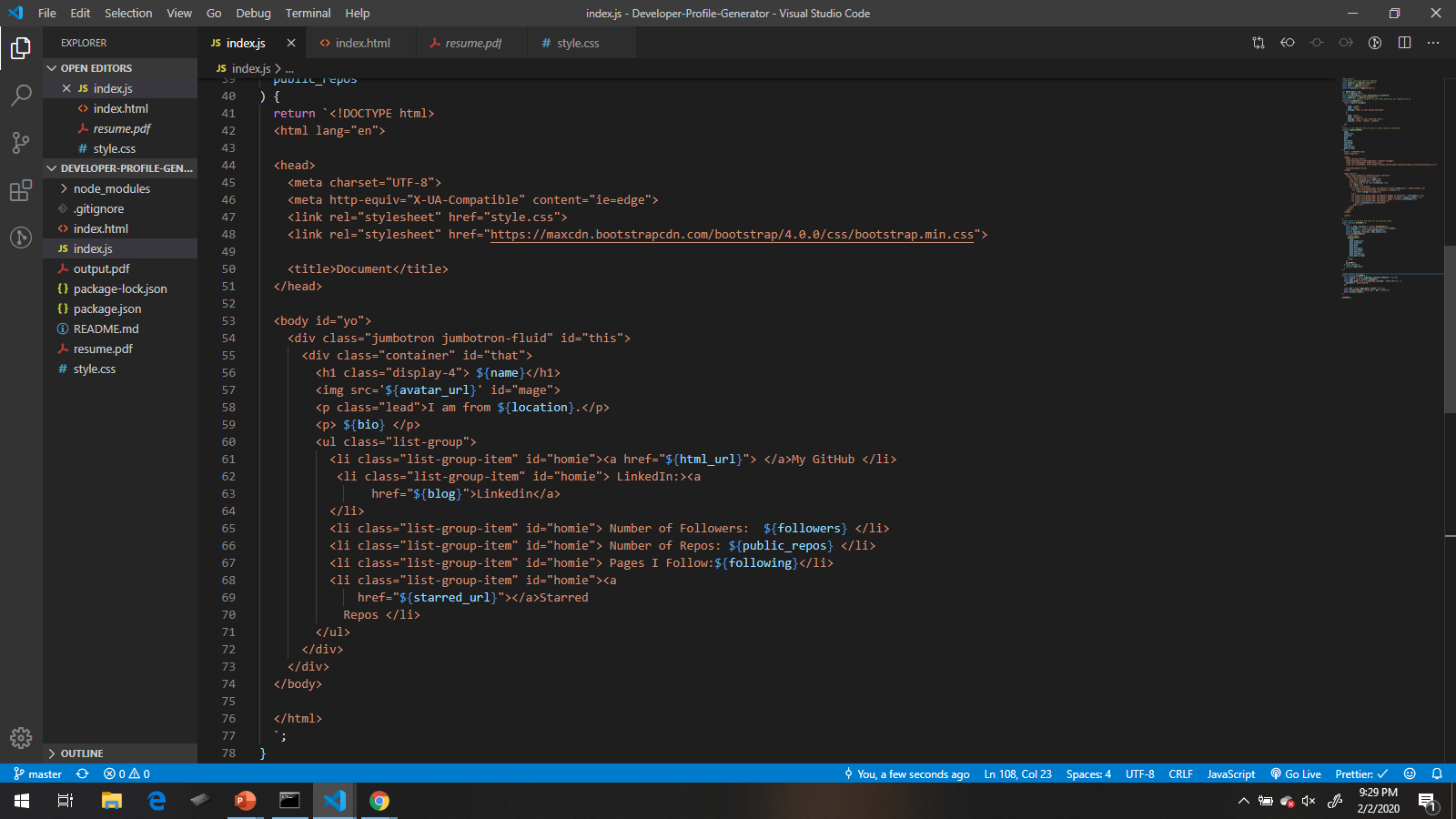 GitHub - remyguts/Developer-Profile-Generator: Command-line application ...