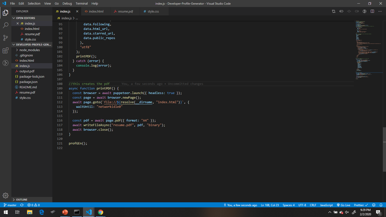 GitHub - remyguts/Developer-Profile-Generator: Command-line application ...