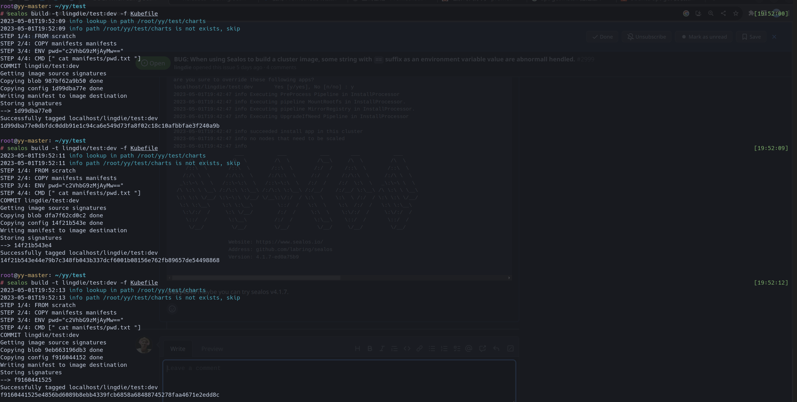BUG: When using Sealos to build a cluster image, some string with ...