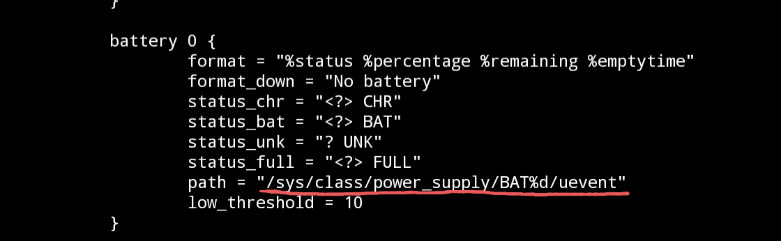 i3status 'battery' and 'ethernet' config categories broken/not found ...