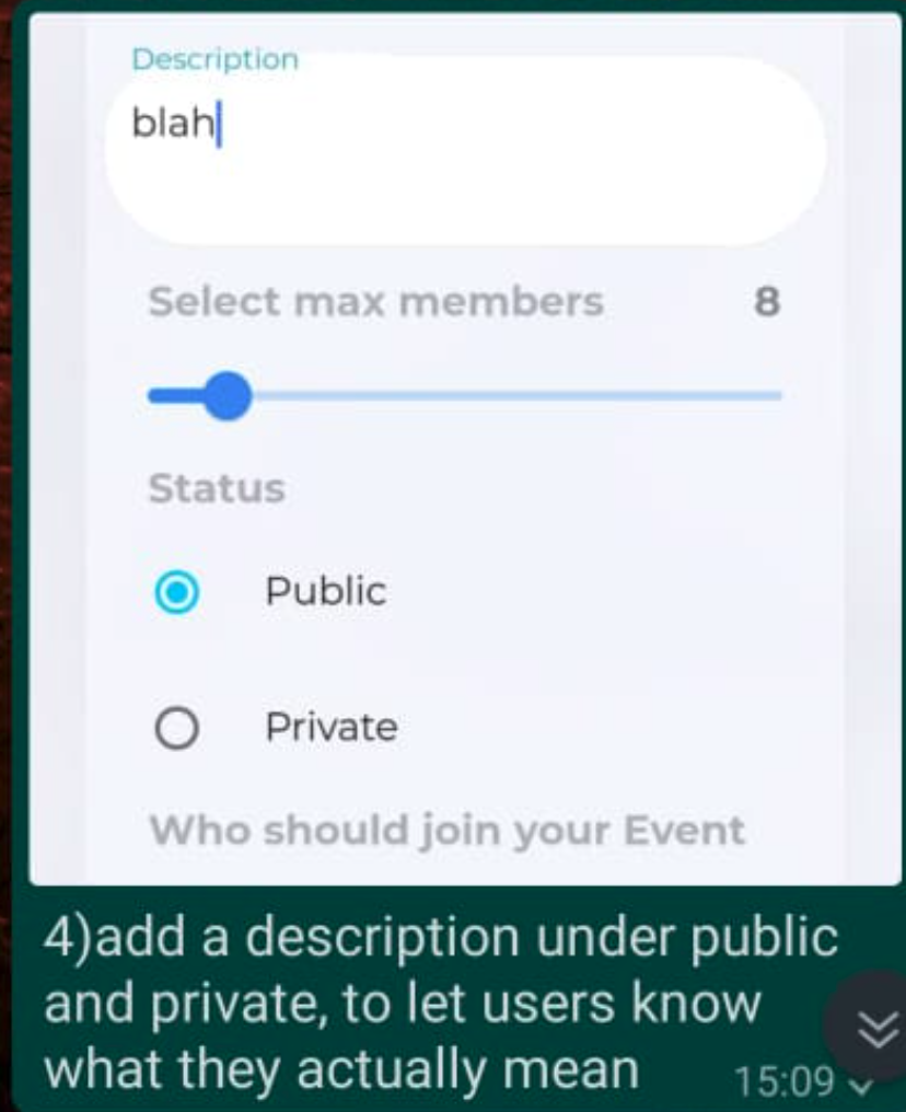 Add a description if public and private below the radio buttons · Issue #262 · Runbhumi/Runbhumi ...