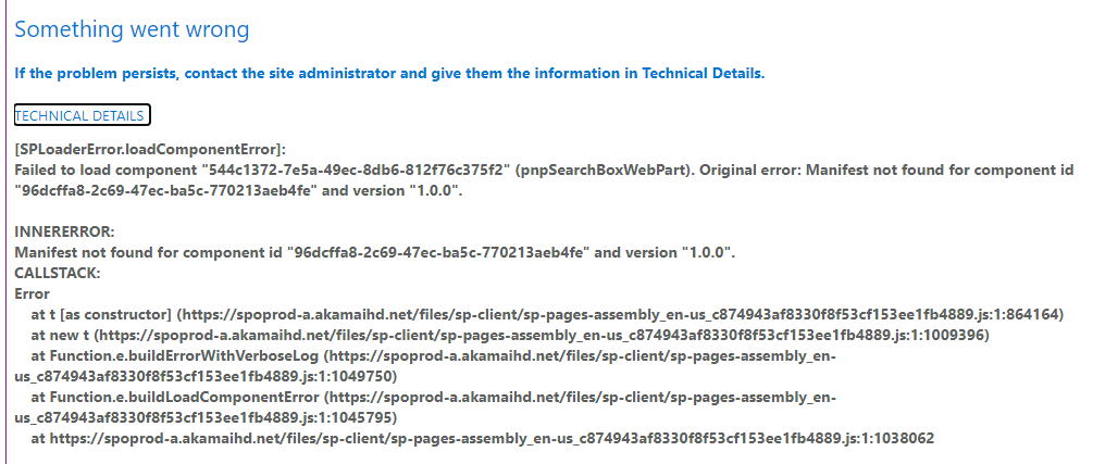Manifest not found for component id · Issue #681 · microsoft-search/pnp-modern-search · GitHub